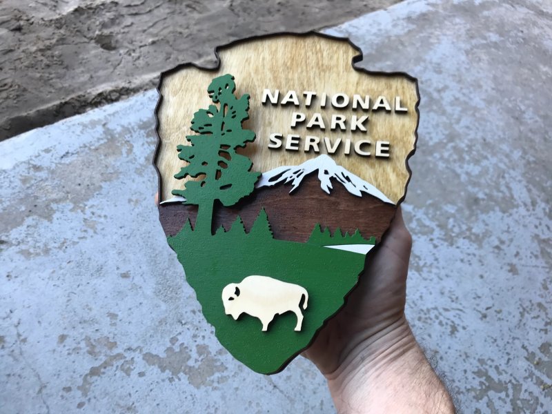 Laser Cut US National Park Service Shield SVG File Free Download - 3axis.co
