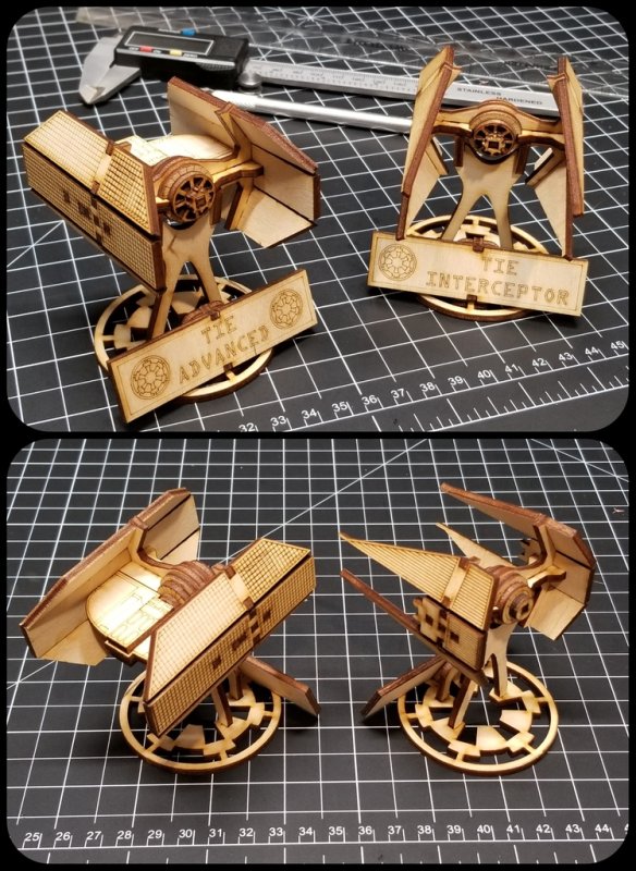 Laser Cut Small TIE Interceptor Free Vector cdr Download - 3axis.co
