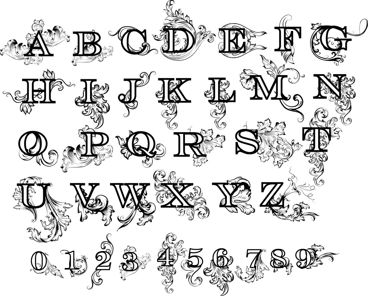 Flower Floral Alphabet Letters Design DWG File Free Download 3axis co
