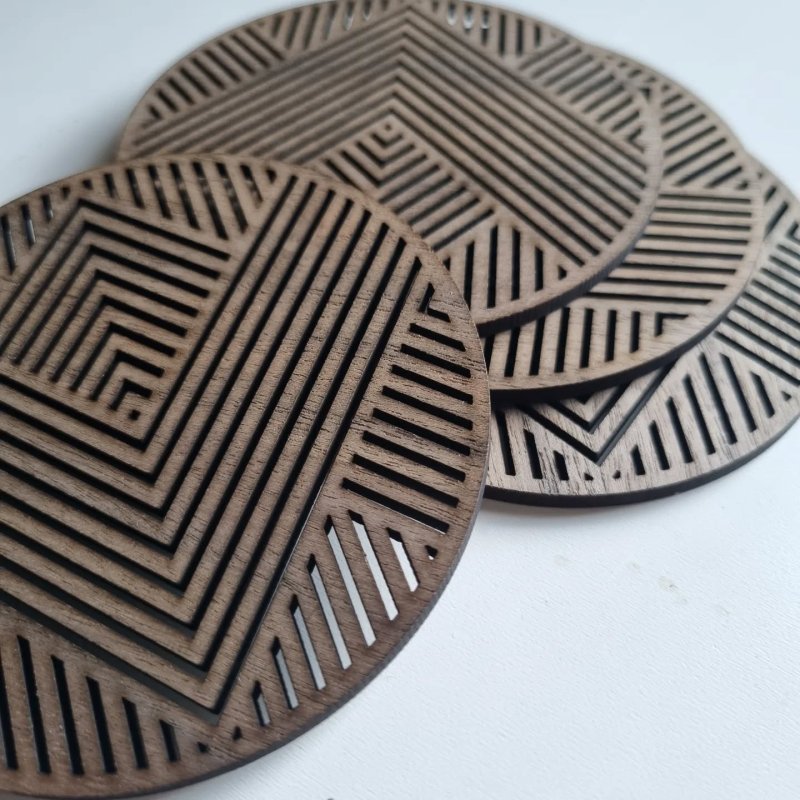 Laser Cut Round Wooden Coasters Free Vector Download - 3axis.co