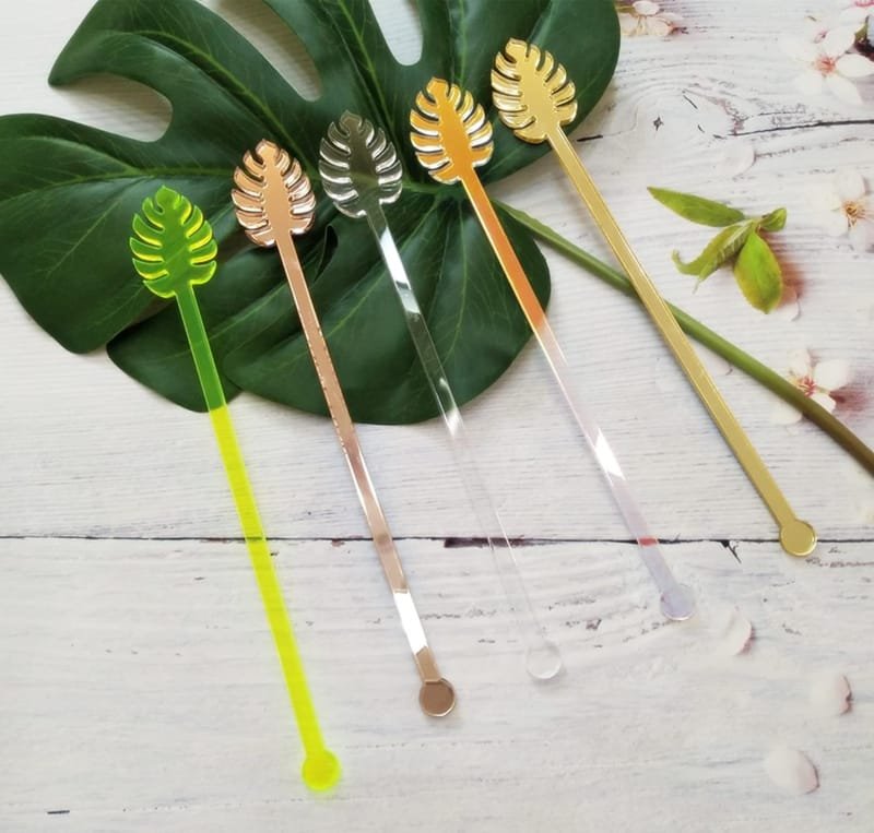 Laser Cut Monstera Leaf Stir Sticks – Acrylic Tropical Leaf Swizzle ...