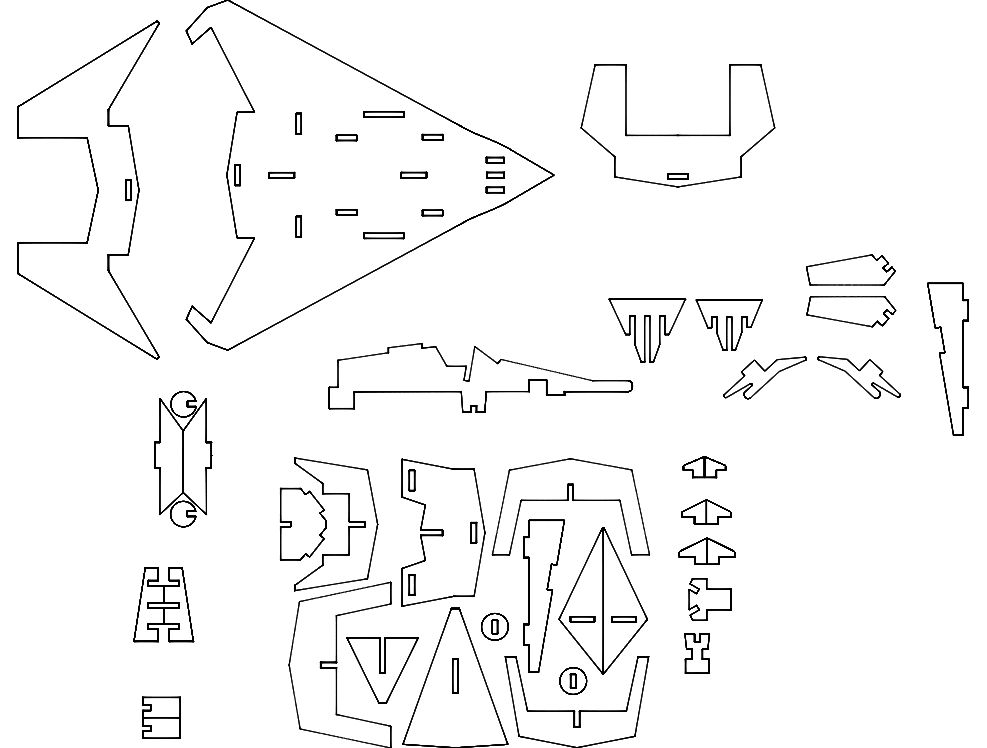 F22 Stealth dxf File Free Download - 3axis.co