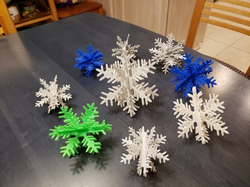 3D Snowflake Ornament In Three Pieces 3D Printer Model Download Free ...