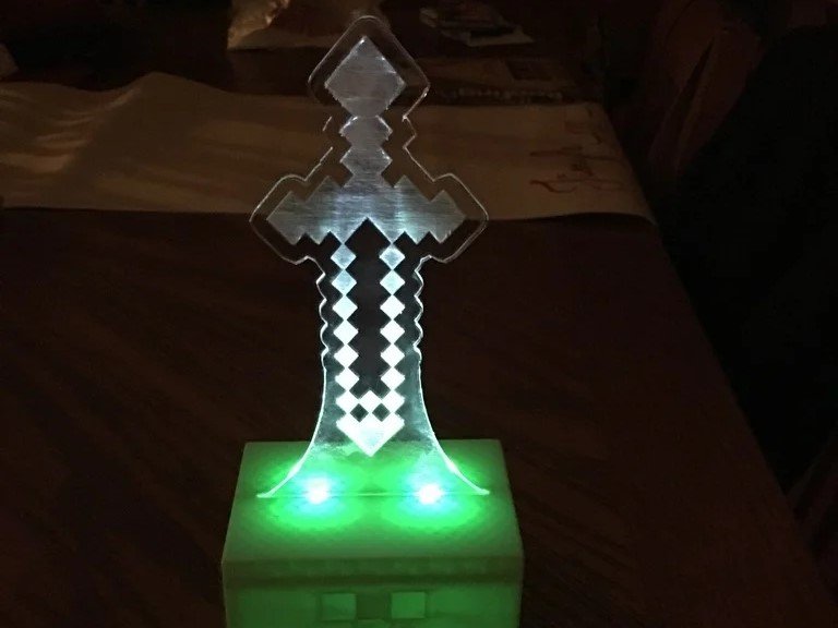 Laser Cut Minecraft Diamond Sword Acrylic Night Light Free Vector cdr ...