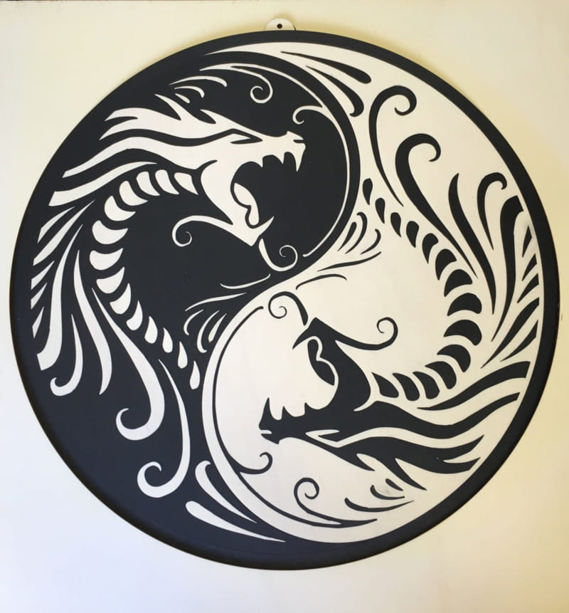 Laser Cut Yin Yang Dragons Pendant Free Vector cdr Download - 3axis.co