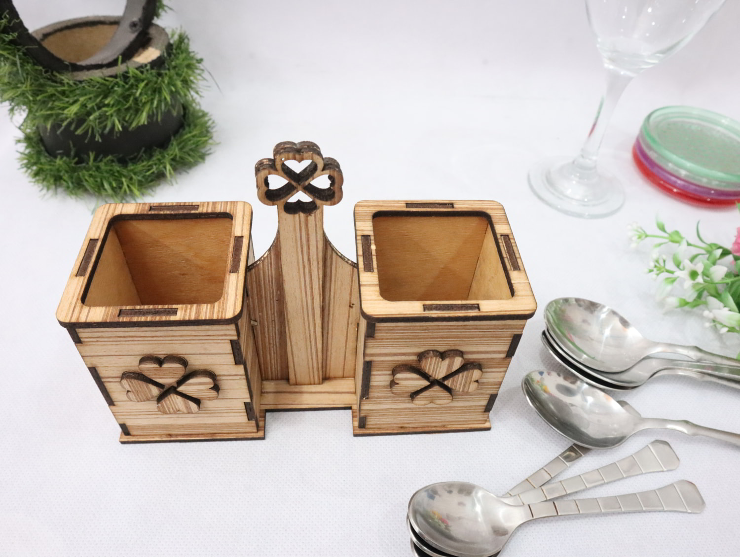 Laser Cut Wooden Cutlery Caddy 3mm SVG DXF CDR AI PDF Free Download ...