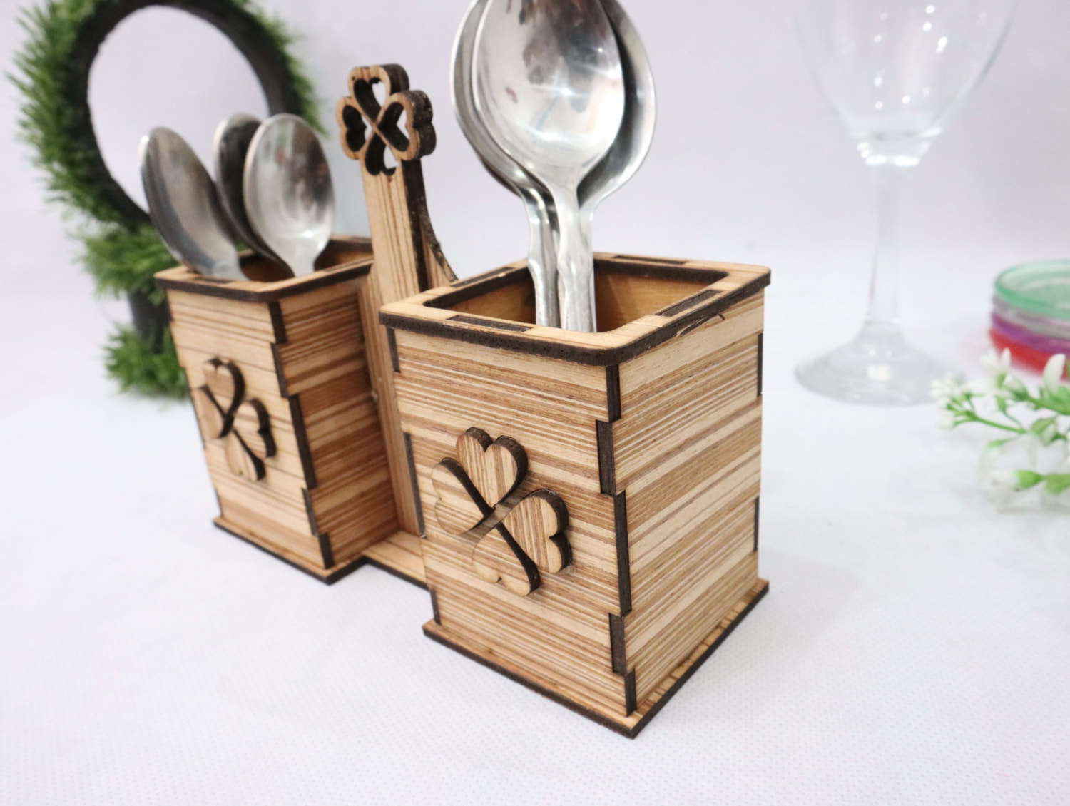 Laser Cut Wooden Cutlery Caddy 3mm SVG DXF CDR AI PDF Free Download ...