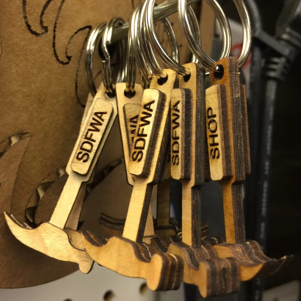 Laser Cut Wooden Hammer Keychain Free Vector cdr Download - 3axis.co