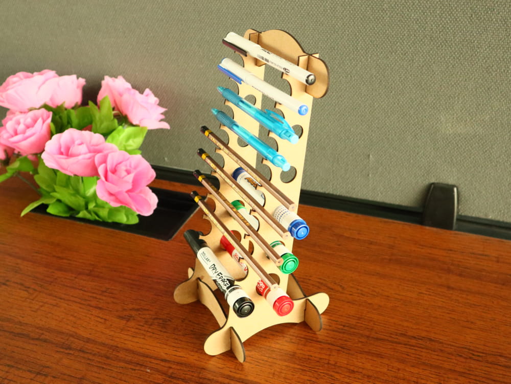 Laser Cut Desktop Pen Stand Rack Holder Display Stand SVG DXF CDR AI ...