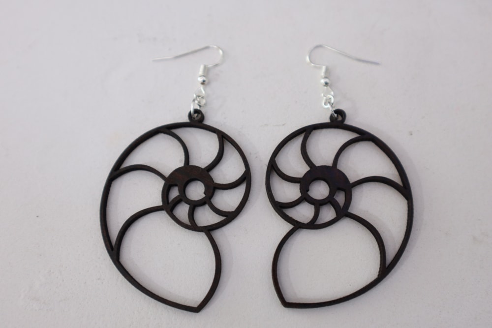 Laser Cut Nautilus Drop Earrings DXF File Free Download - 3axis.co