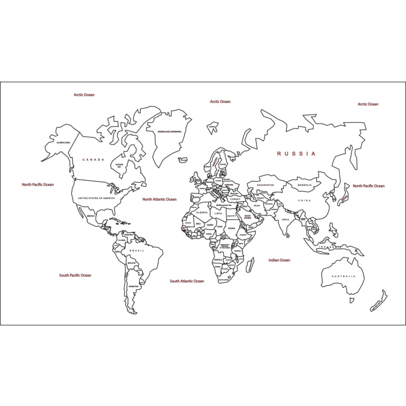 Printable Map Of The World With Country Names Infoupdate