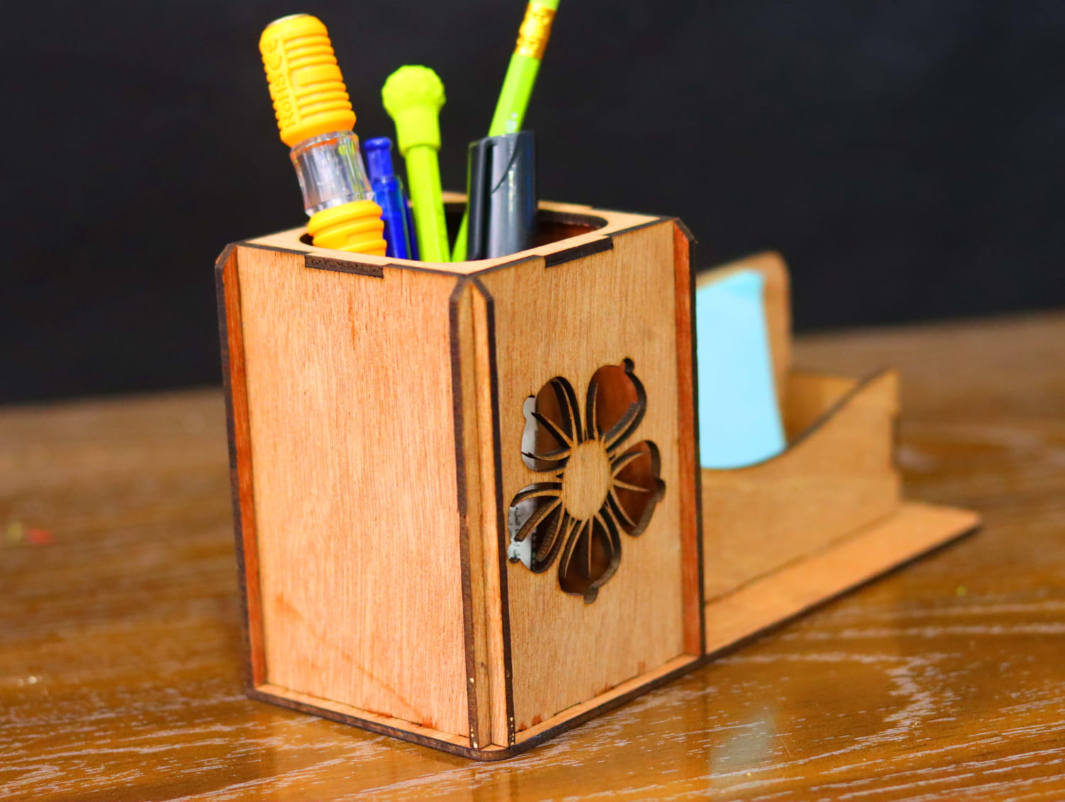 Laser Cut Wooden Desk Organizer Pen And Cards Holder SVG DXF CDR AI PDF ...