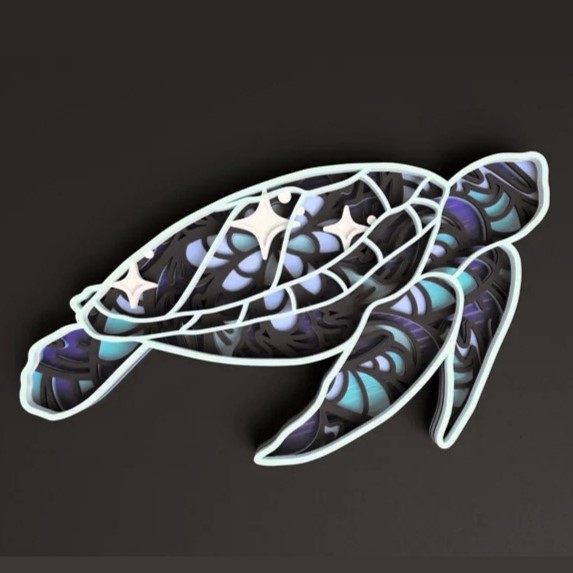 Laser Cut Layered Sea Turtle SVG File Free Download - 3axis.co